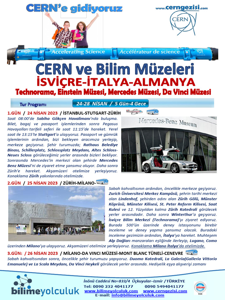 CERN Ve BİLİM MERKEZLERİ GEZİSİ 24-28 Nisan SON | PDF