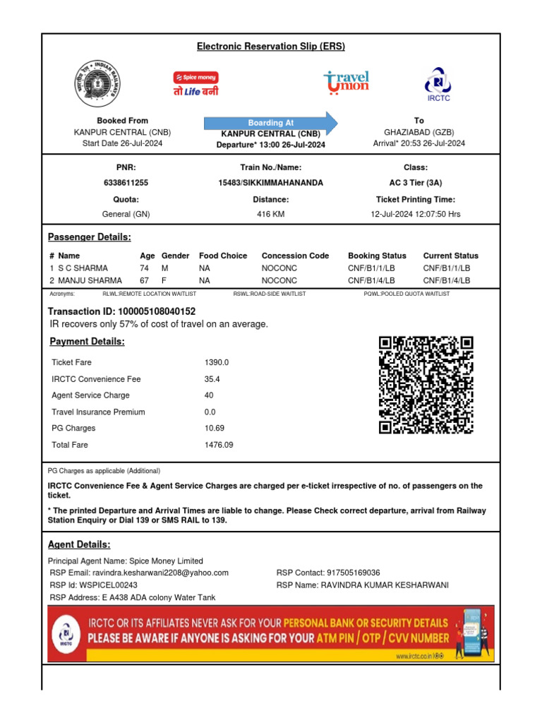 E-Ticket 6338611255 | PDF | Identity Document
