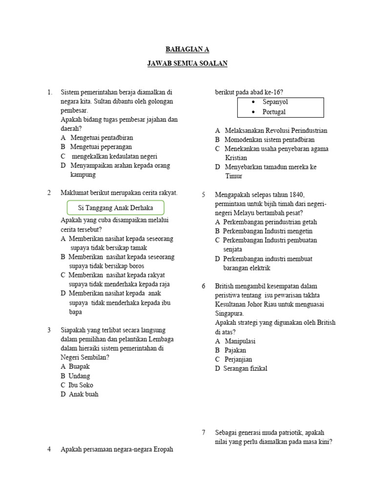 skema penuh exam sej t3 | PDF