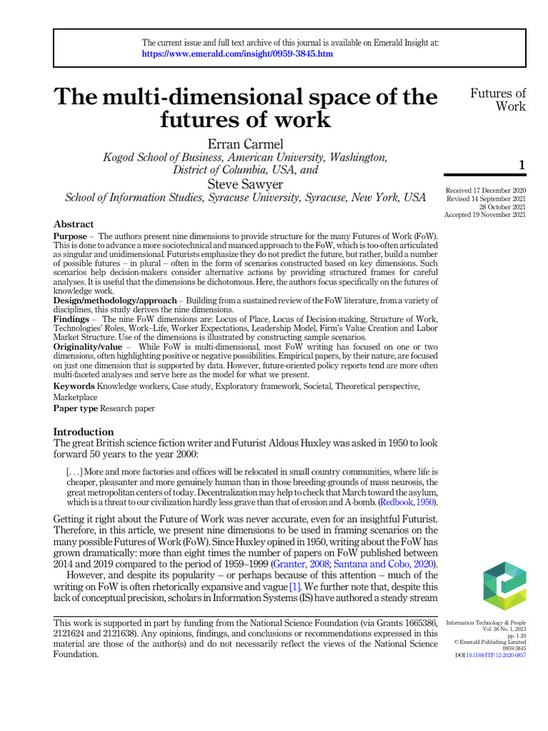 Exploring Future Work Dimensions | PDF | Leadership