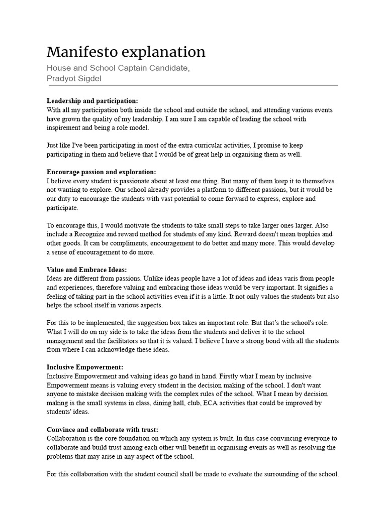 Manifesto | PDF | Empowerment | Leadership