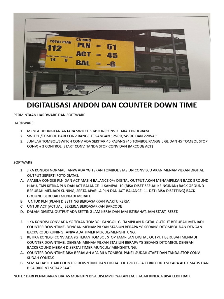 Digitalisasi Andon Dan Counter Down Time | PDF