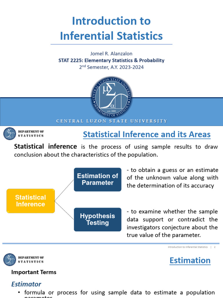 STAT2225 Module 6. Intro to Inferential Statistics | Download Free PDF | Estimator | Statistics