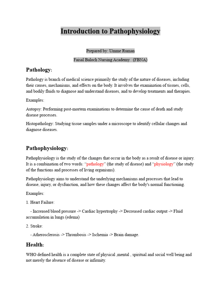 Pathophysiology Unit 1 Complete..... | PDF | Pathology | Preventive Healthcare