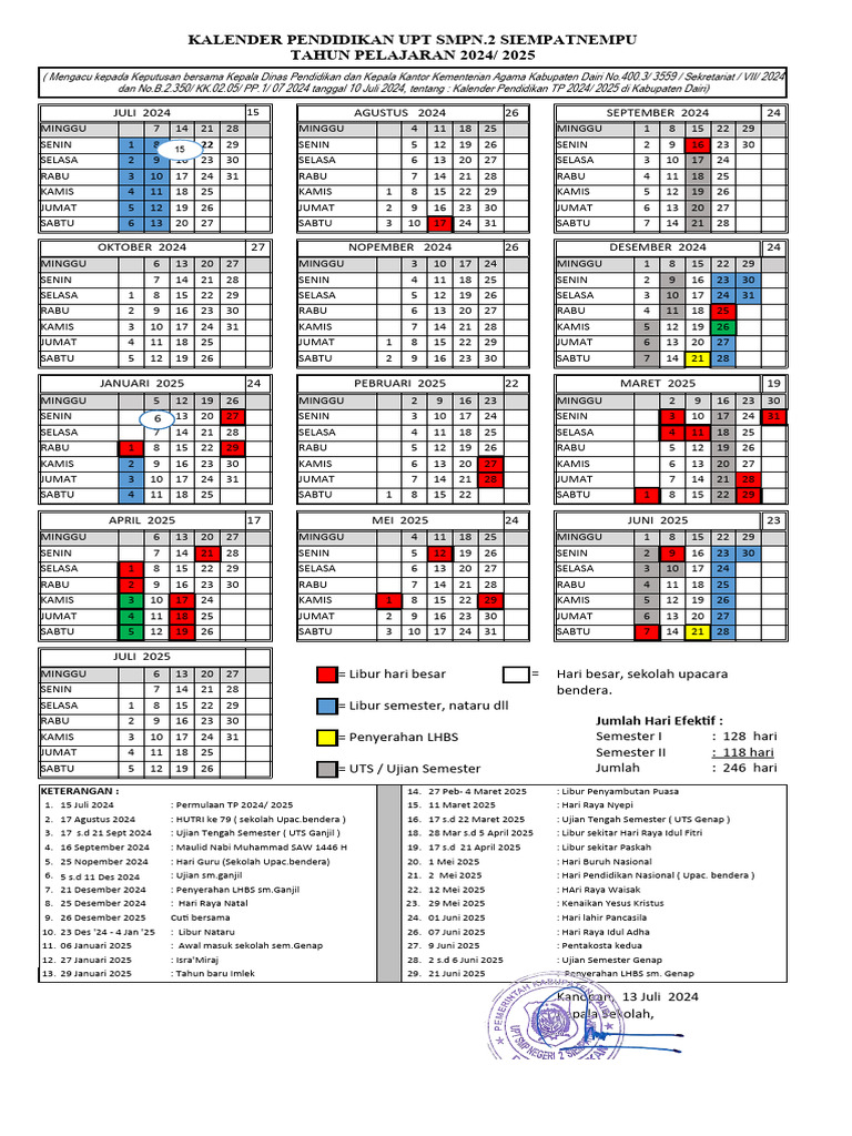 Kalender Pendidikan 2024-2025 | PDF