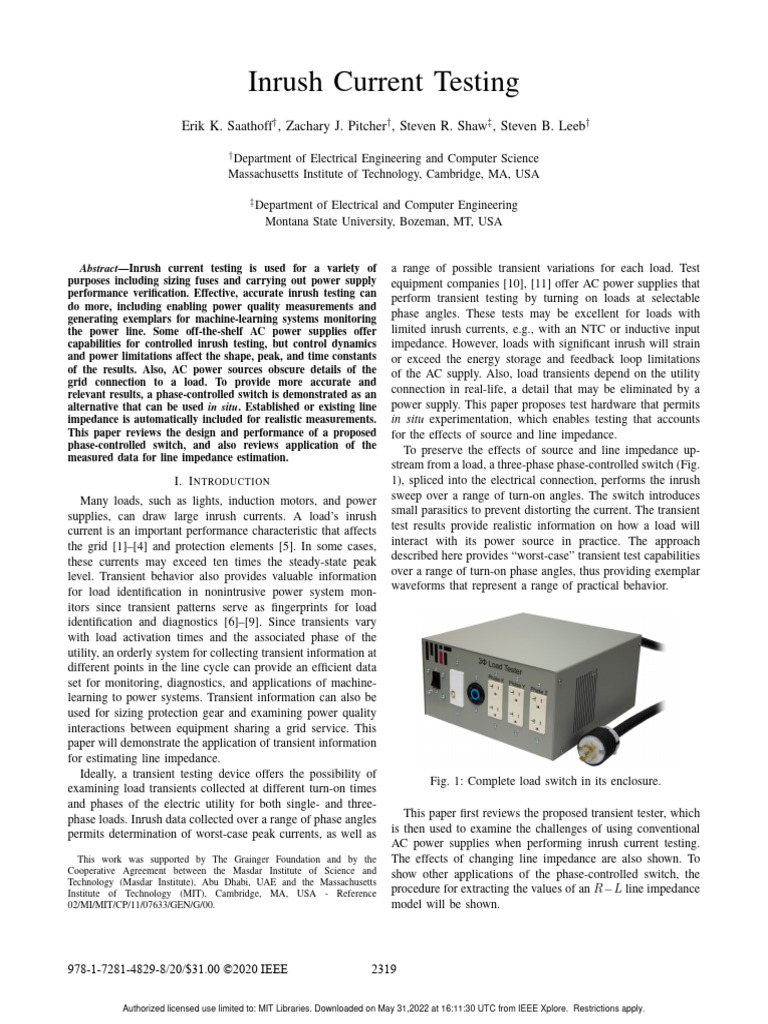 Inrush_Current_Testing | Download Free PDF | Power Supply | Electrical ...