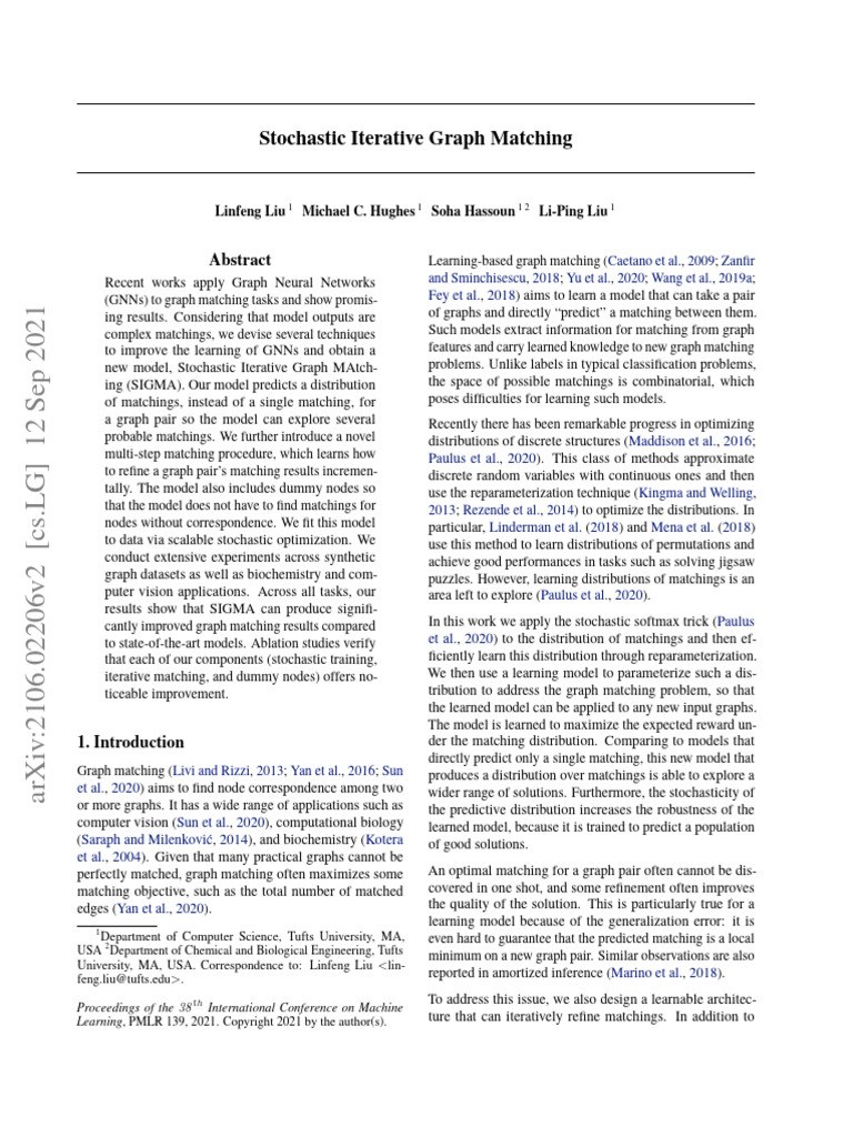 Stochastic Iterative Graph Matching Pdf Mathematical Relations