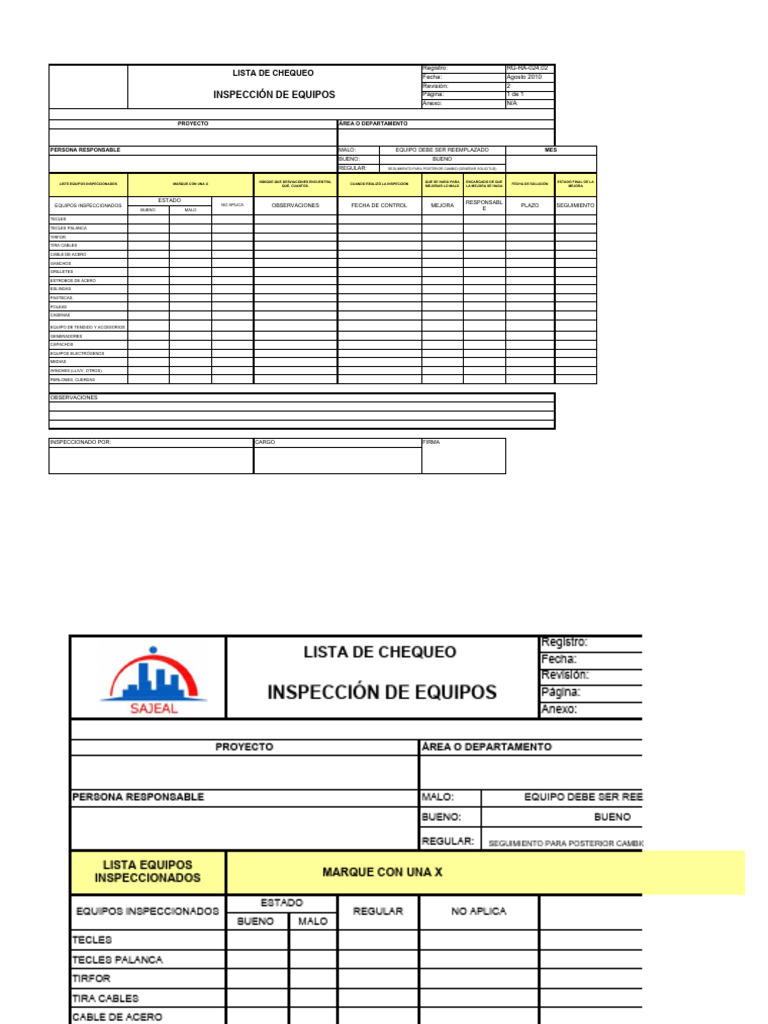 Check List Tecle - Tirfor | PDF