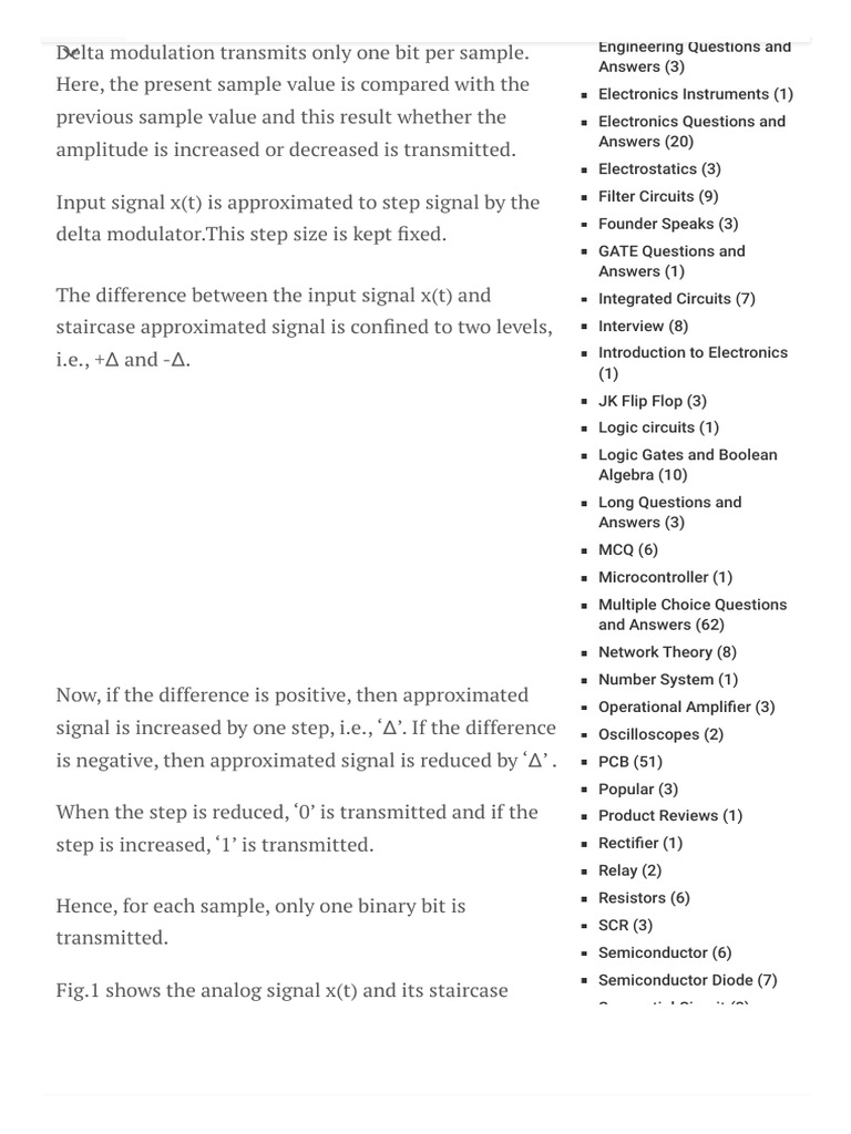 Explain Delta Modulation in Detail With Suitable Diagram. | PDF | Electronic Circuits | Logic Gate