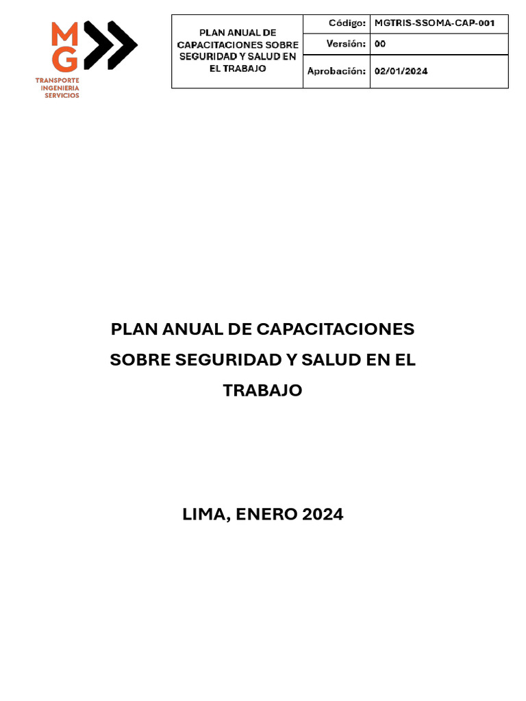 Plan Anual de Capacitaciones-Mgtris | PDF