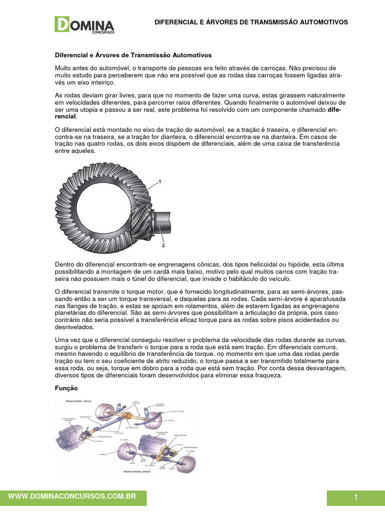 20 Diferencial e Árvores de Transmissão Automotivos | PDF | Engrenagem | Eixo