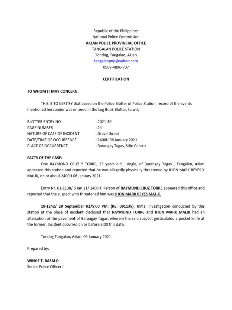 Blotter Report | PDF