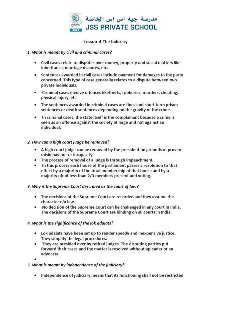 Gr 8 -Notes- Lesson 4-The Judiciary | Download Free PDF | Supreme ...