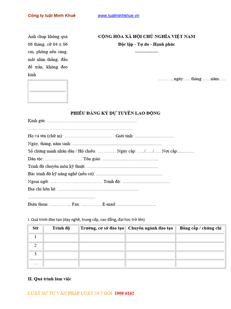 Phieu Dang Ky Du Tuyen Lao Dong Pdf