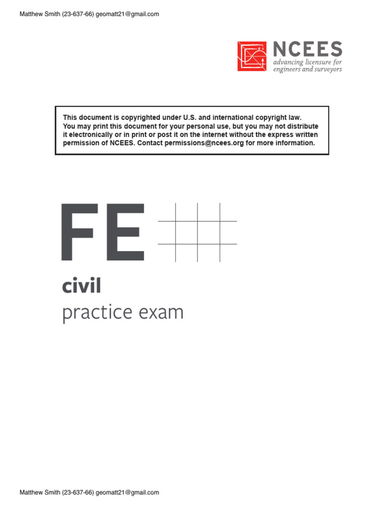FE Civil Practice Exam-2363766 | PDF | Stress (Mechanics) | Bending