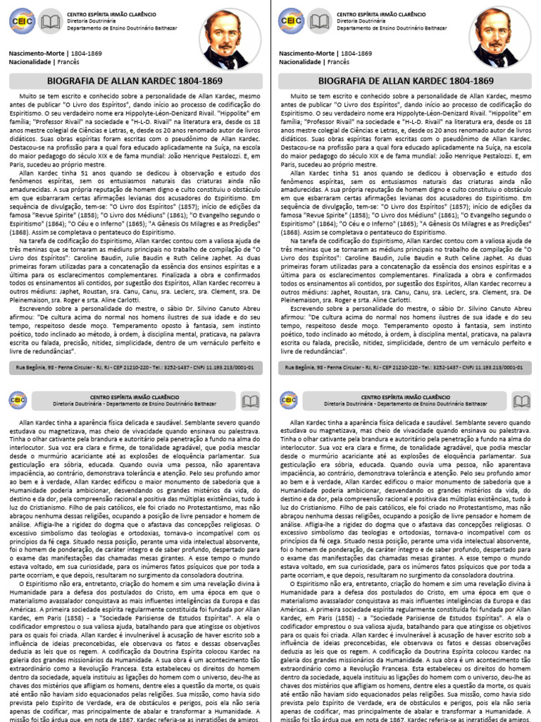 Biografia Allan Kardec - Oqe | PDF | Espiritismo | Espiritualismo