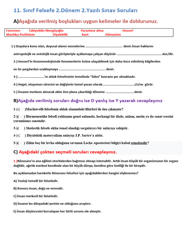 11 Felsefe 2 D 2 y | PDF