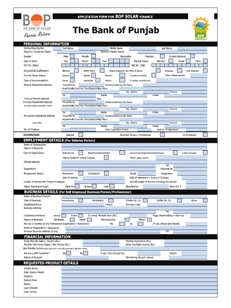 BOP Application Solar Form Convert | PDF