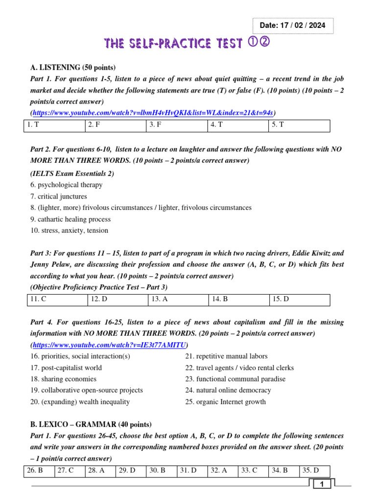 2024-02 - 17 - Self-Practice 12 - Key | PDF | Capitalism