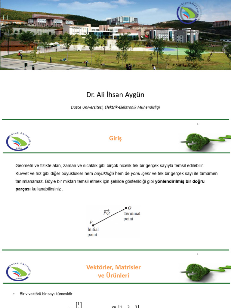 Lineer Cebir 2 - Vektörler | PDF