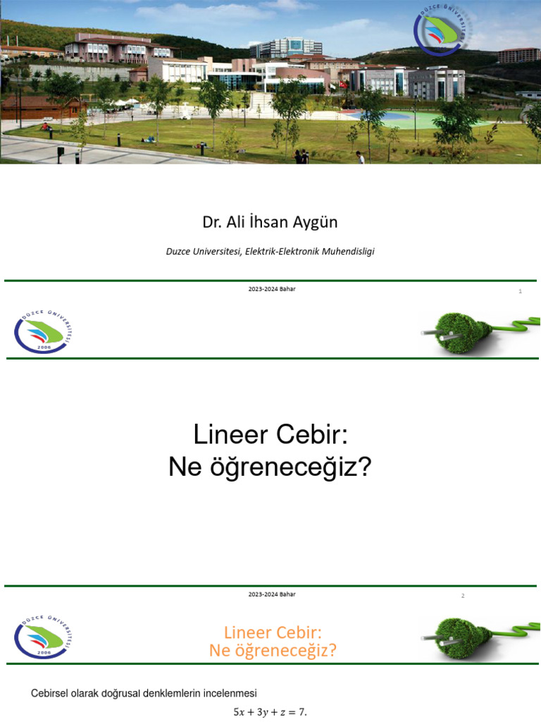 Lineer Cebir 1 | PDF