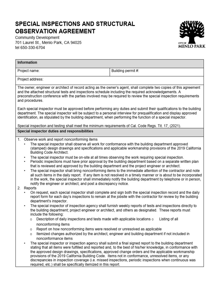 Special Inspection Form | PDF
