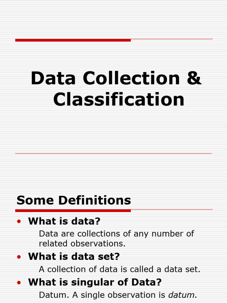 02 Data Collection & Classification | PDF | Probability Distribution | Data