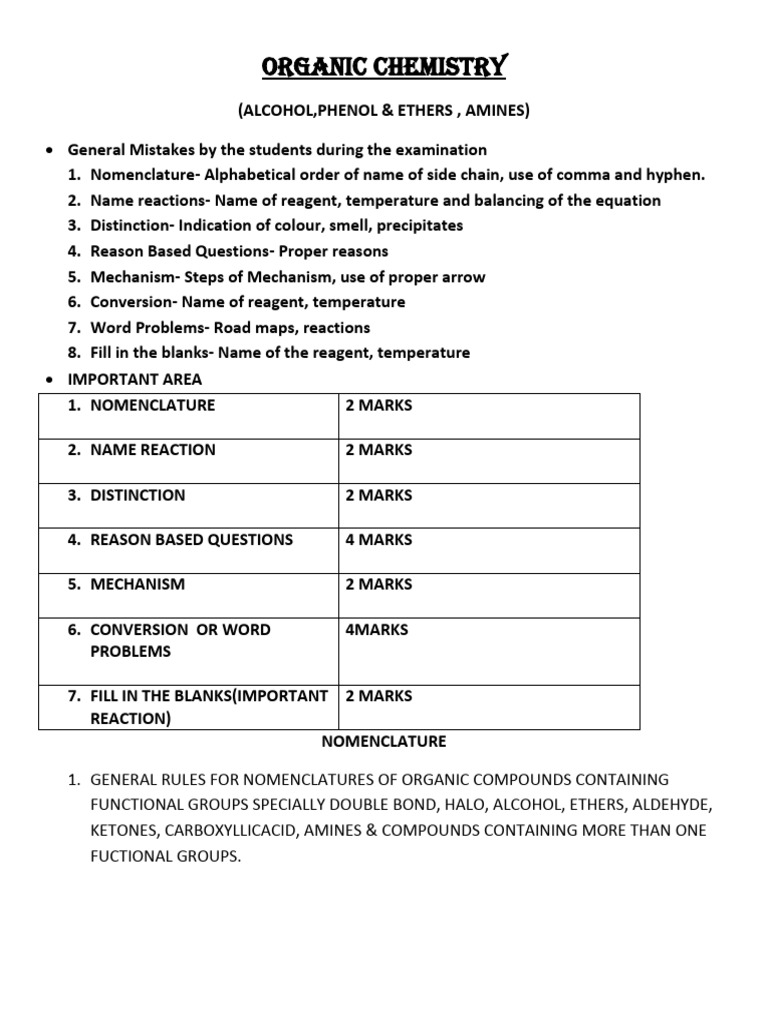 Important Distinguish BTW Chemical Conversions. | PDF | Amine | Ether