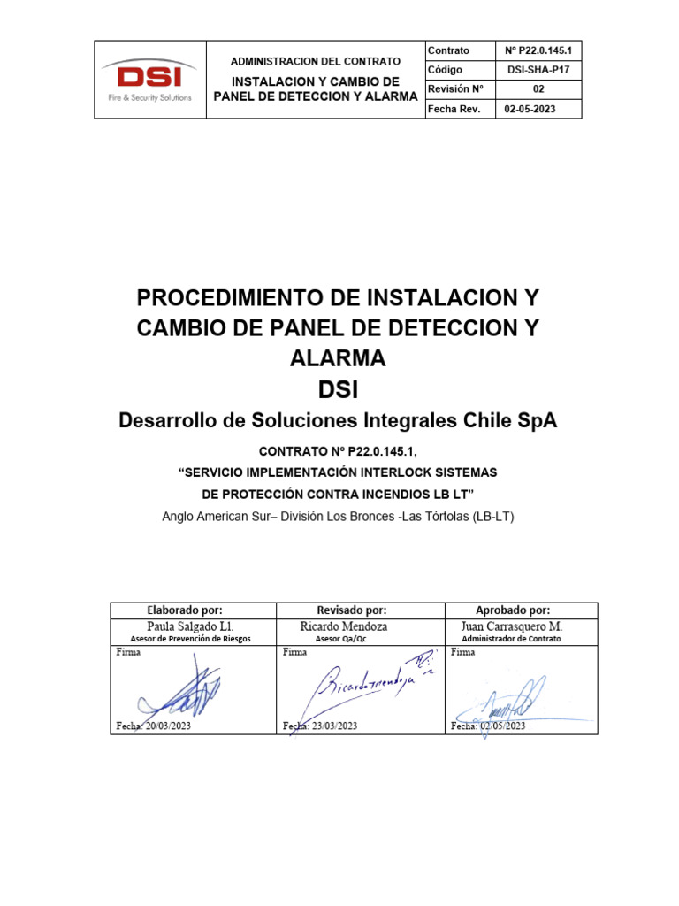 DSI-SHA-P17 Instalacion y Cambio de Panel de Deteccion y Alarma | PDF | Ingenieria Eléctrica ...