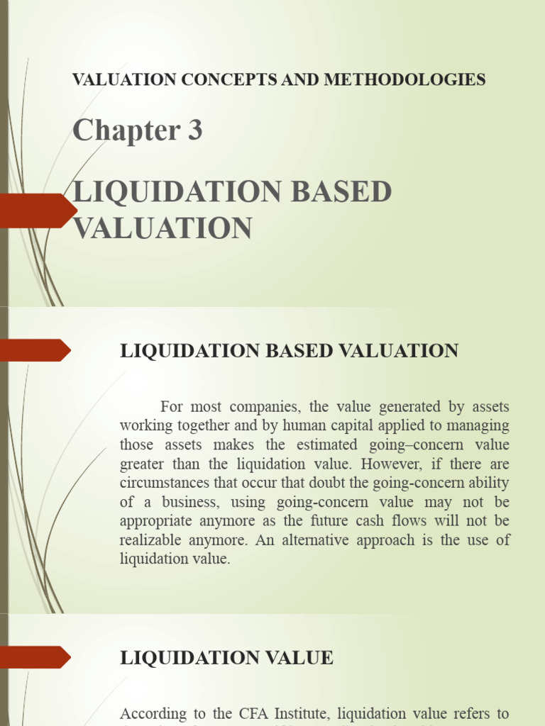 Chapter 3 - Liquidation Based Valuation | PDF | Valuation (Finance) | Book Value