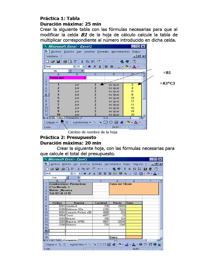 Practicas de Excel BASICO | PDF | Hoja de cálculo | Presupuesto