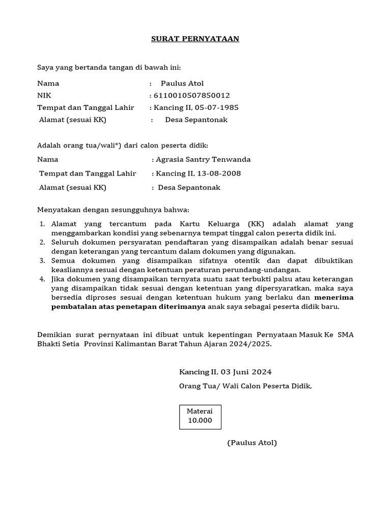 SURAT-PERNYATAAN-PPDB-2024 | PDF