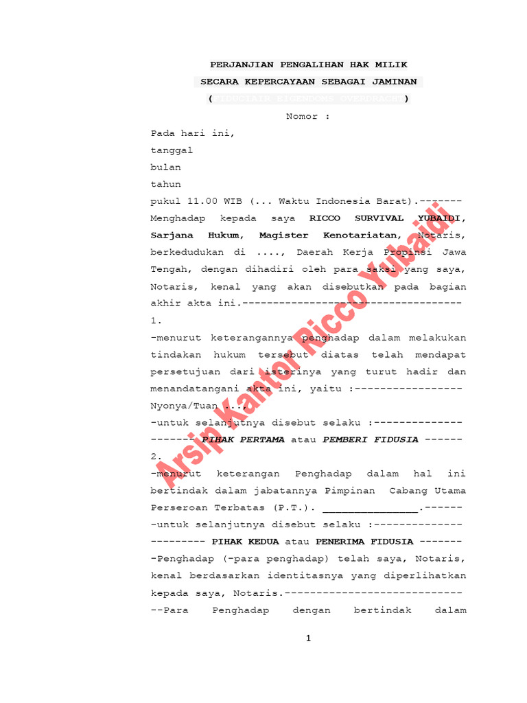 Contoh_Akta_Fidusia_Notariil | PDF