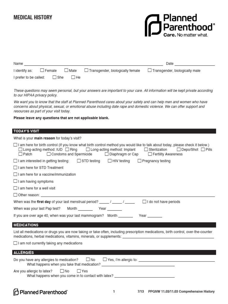 11.02-11.03 Comprehensive History | PDF | Birth Control | Pregnancy