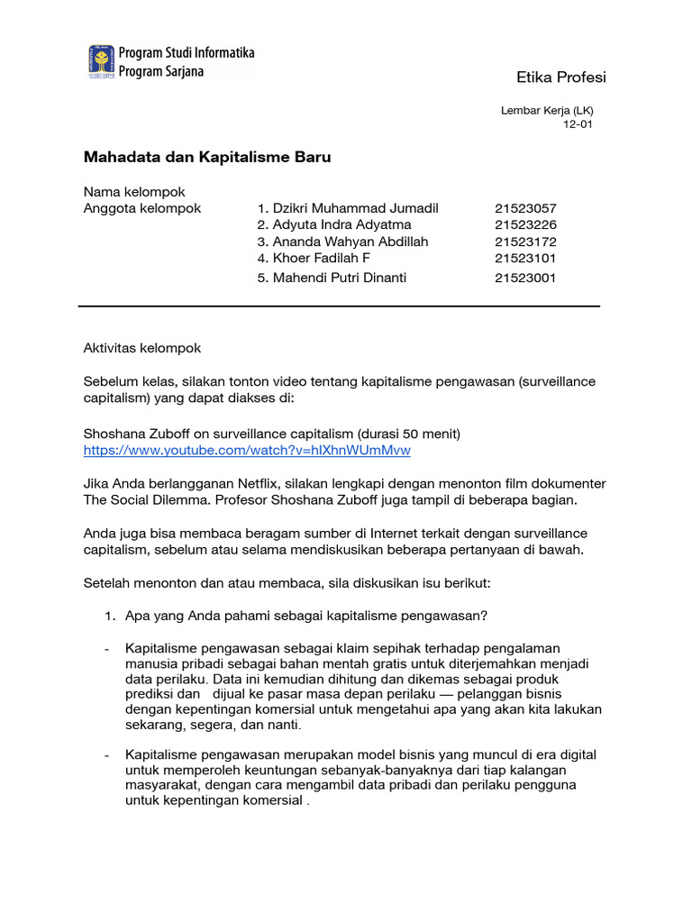 Mahadata dan Kapitalisme Pengawasan | PDF | Ilmu Sosial