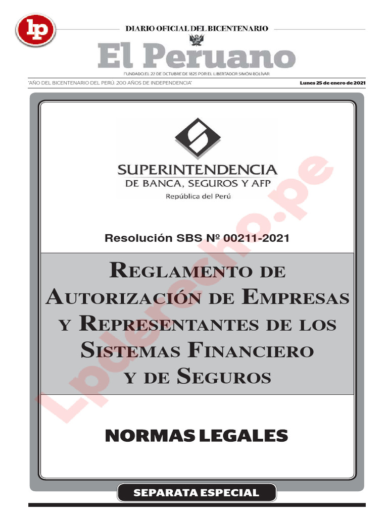 Resolución SBS 00 2021 LP | PDF | Seguro | Business