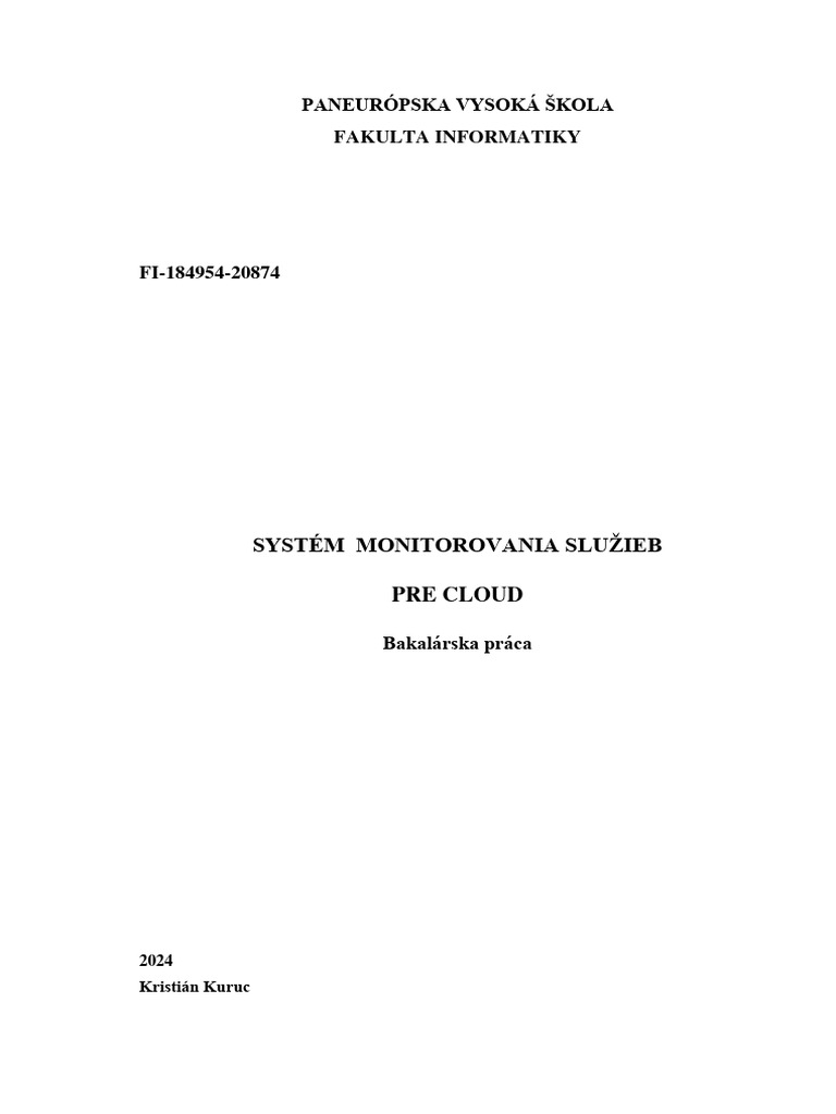 BP KristianKuruc System Monitorovanie Sluzieb Pre Cloud | PDF