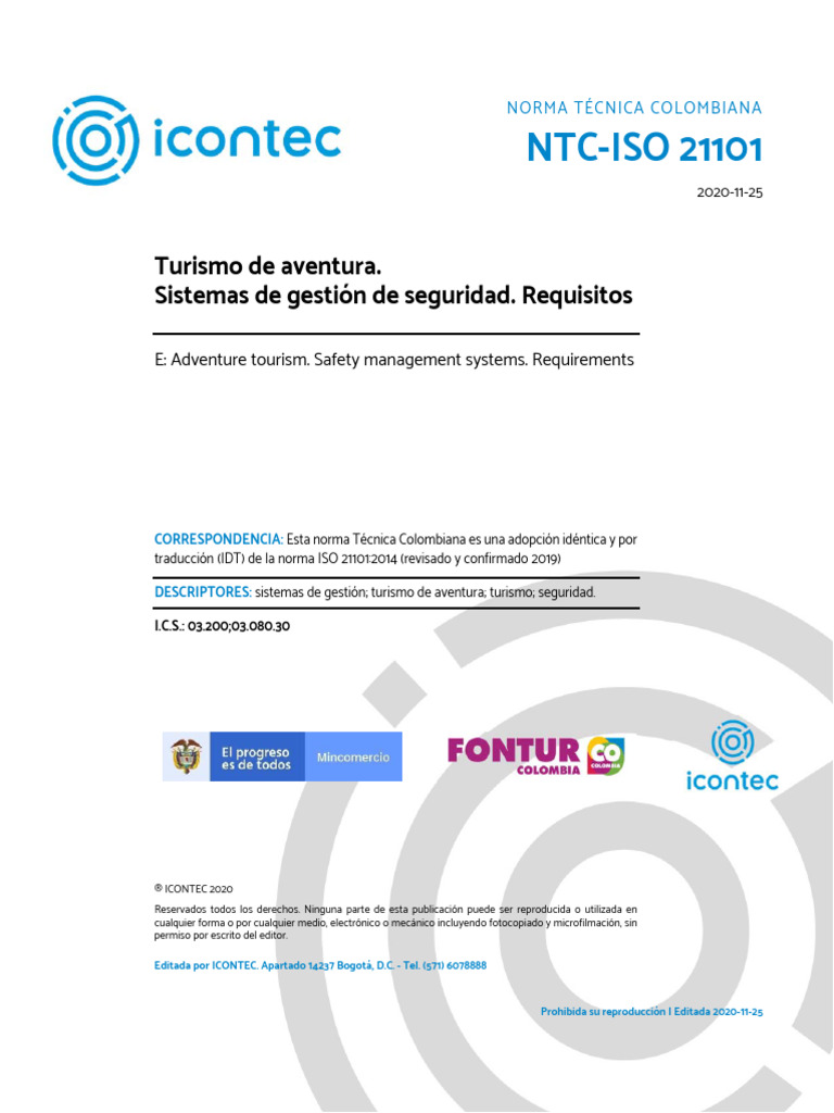 NTC-ISO-21101-2020-TURISMO-DE-AVENTURA-SISTEMAS-DE-GESTION-DE-SEGURIDAD-REQUISITOS | Descargar ...