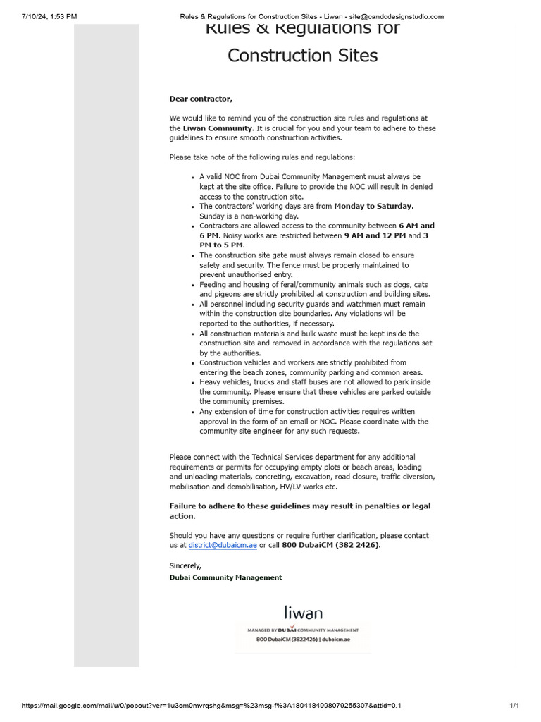Liwan Construction Site Regulations | PDF | Transport