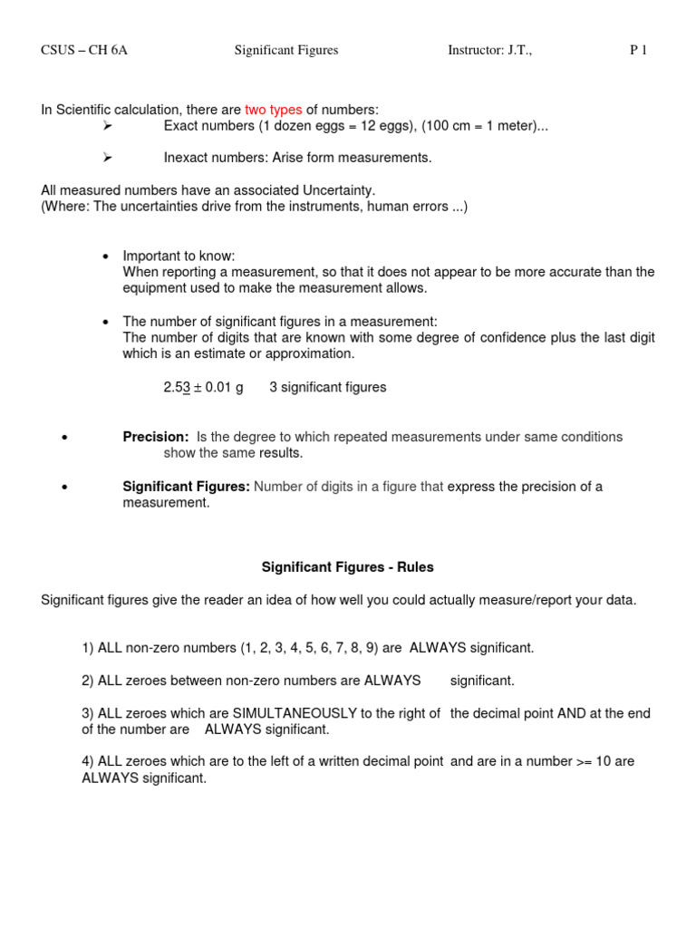 significant-figures | PDF | Significant Figures | Applied Mathematics