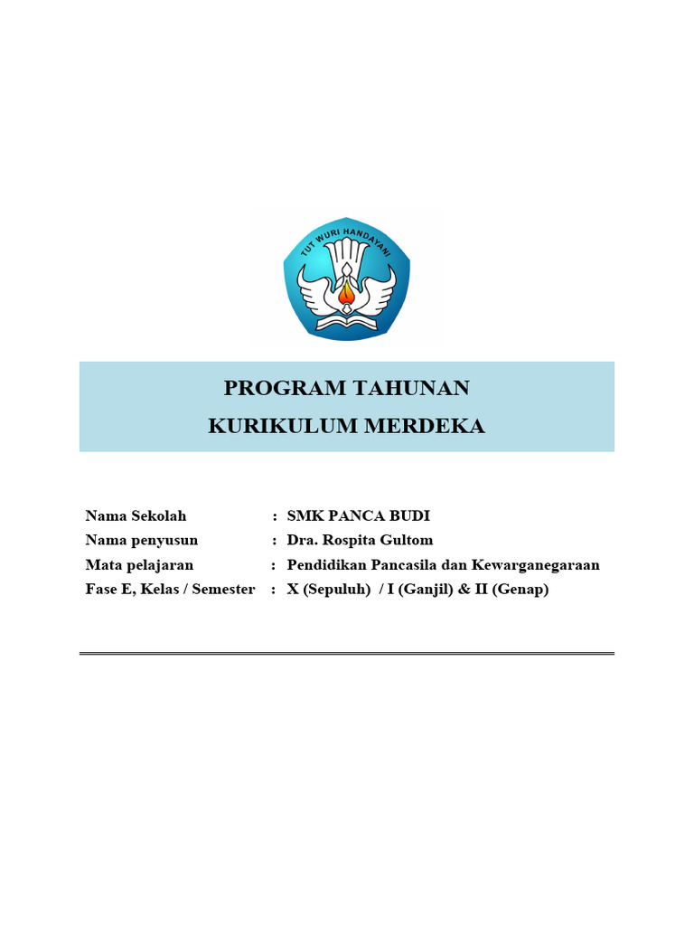 Program Tahunan PPKn Kelas 10 SMK 2024 | PDF | Ilmu Sosial | Sains ...