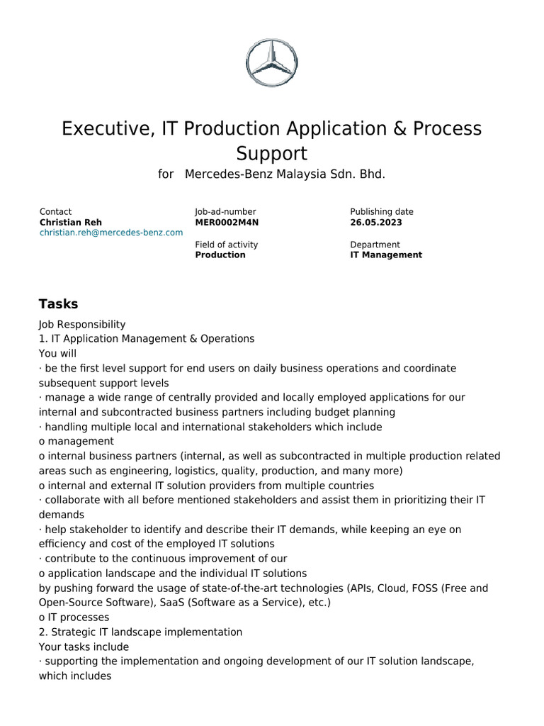 Executive IT Production Application Process Support | PDF | Application ...