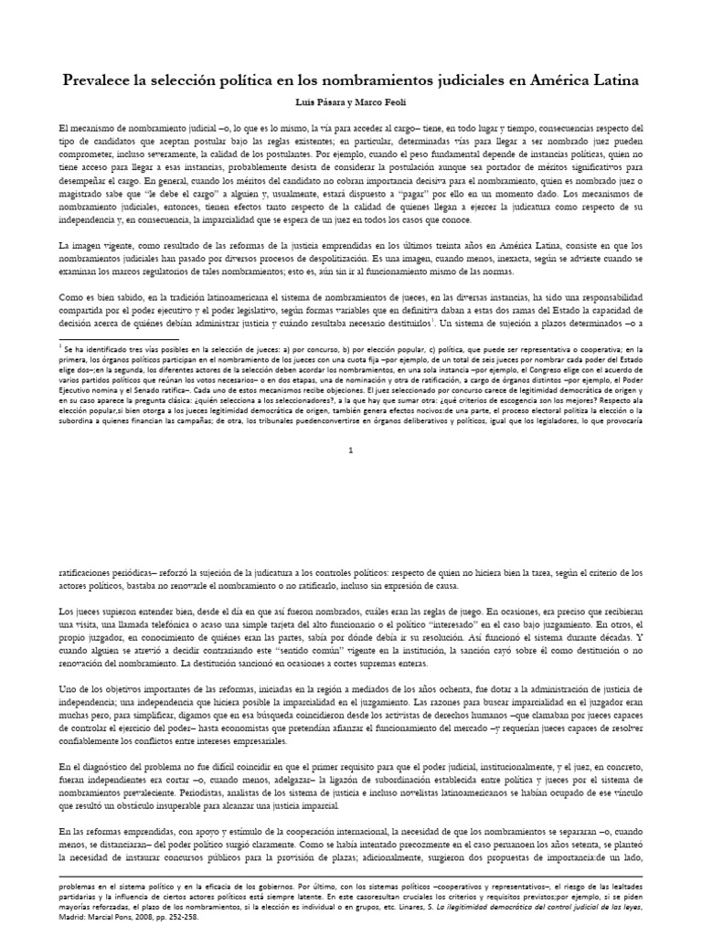Pc3a1sara y Feoli Prevalece La Seleccic3b3n Polc3adtica | PDF ...