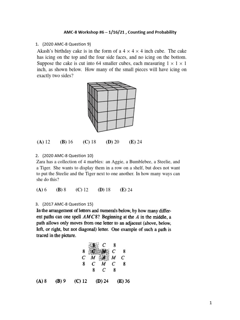 Amc8 Worksheet Num 6 | PDF | Penny (United States Coin) | Area