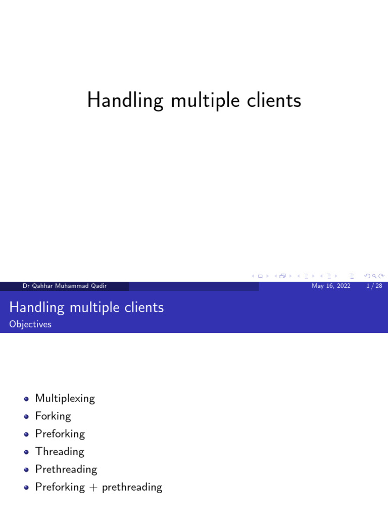 Multiple Client Handling | PDF | Thread (Computing) | Network Socket