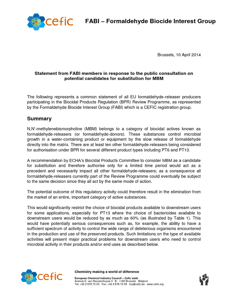 Biocide Regulation Impact on Industry | PDF | Formaldehyde ...