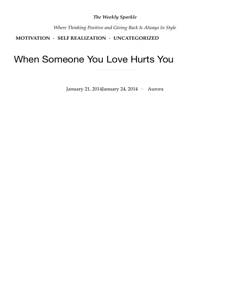 When Someone You Love Hurts You - The Weekly Sparkle | PDF | Love | Anger