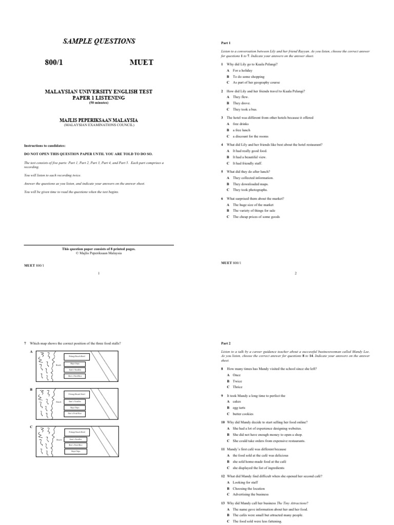Muet Sample Question | PDF | Dyslexia