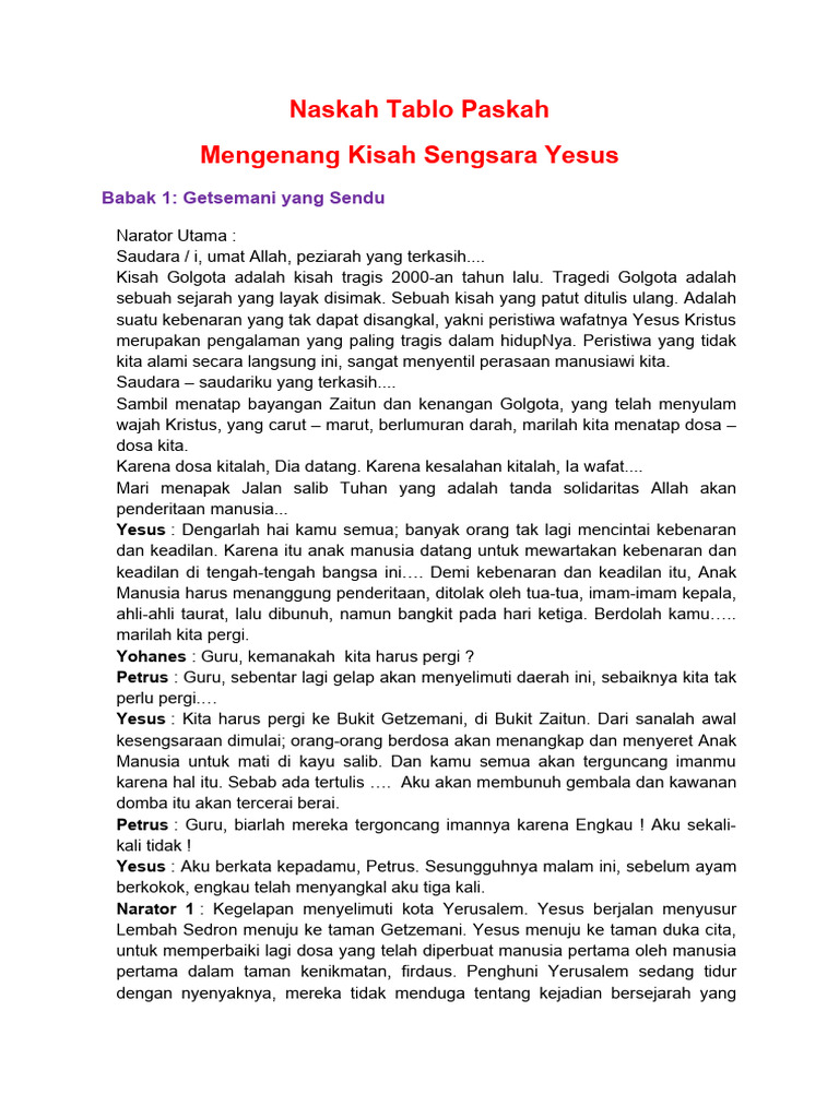 Naskah Tablo Paskah - Docx 2024 | PDF | Agama & Spiritualitas