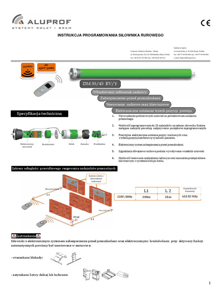 Instrukcja Programowania Siłowników DM Serii EV-Y | PDF